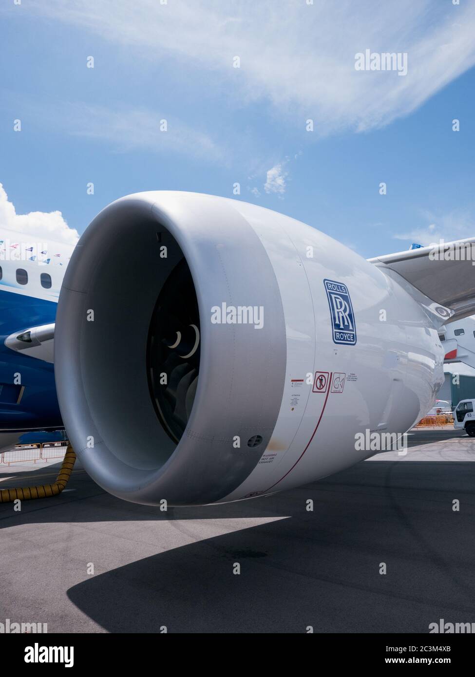 SINGAPORE - FEBRUARY 12: One of the two Rolls Royce Trent 1000 engines ...