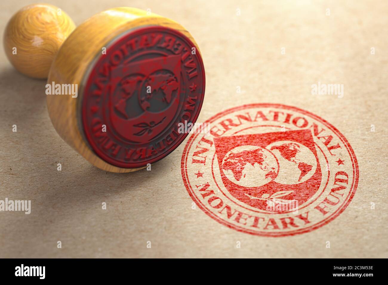 IMF International monetary fund tranche approved concept. Rubber stamp ...