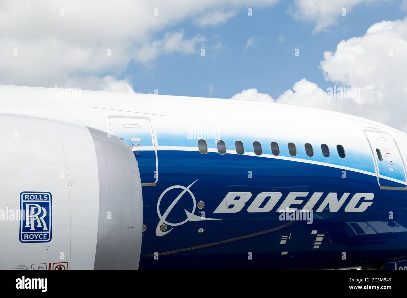 SINGAPORE - FEBRUARY 12: Detail of Boeing 787 Dreamliner with Rolls ...
