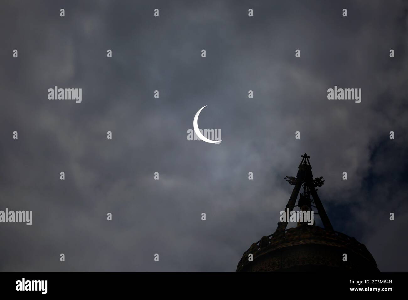 Kathmandu, Nepal. 21st June, 2020. The celestial partial solar eclipse ...