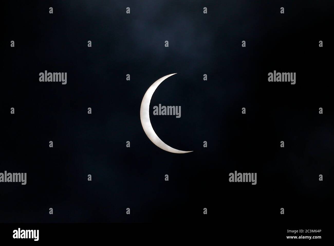 Kathmandu, Nepal. 21st June, 2020. The celestial partial solar eclipse ...