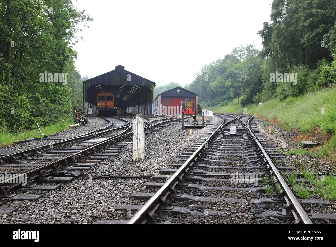 The view past the engine sheds towards Oxenhope Station on the historic ...