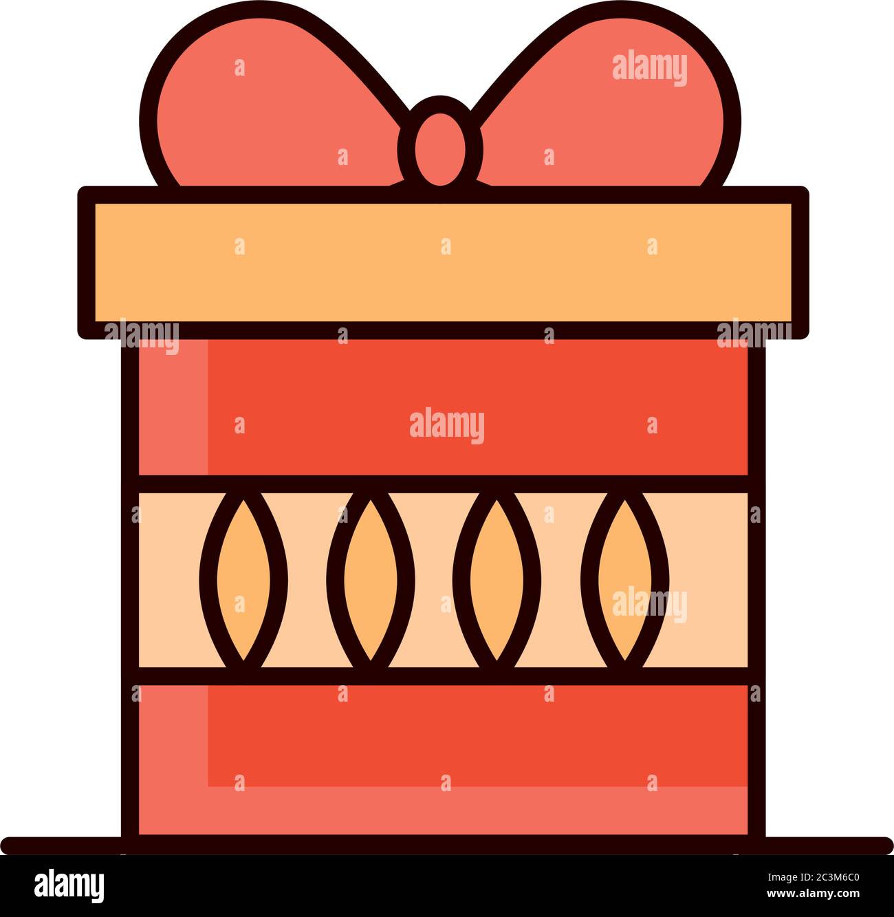 wrapped gift box celebration vector illustration line and fill icon ...