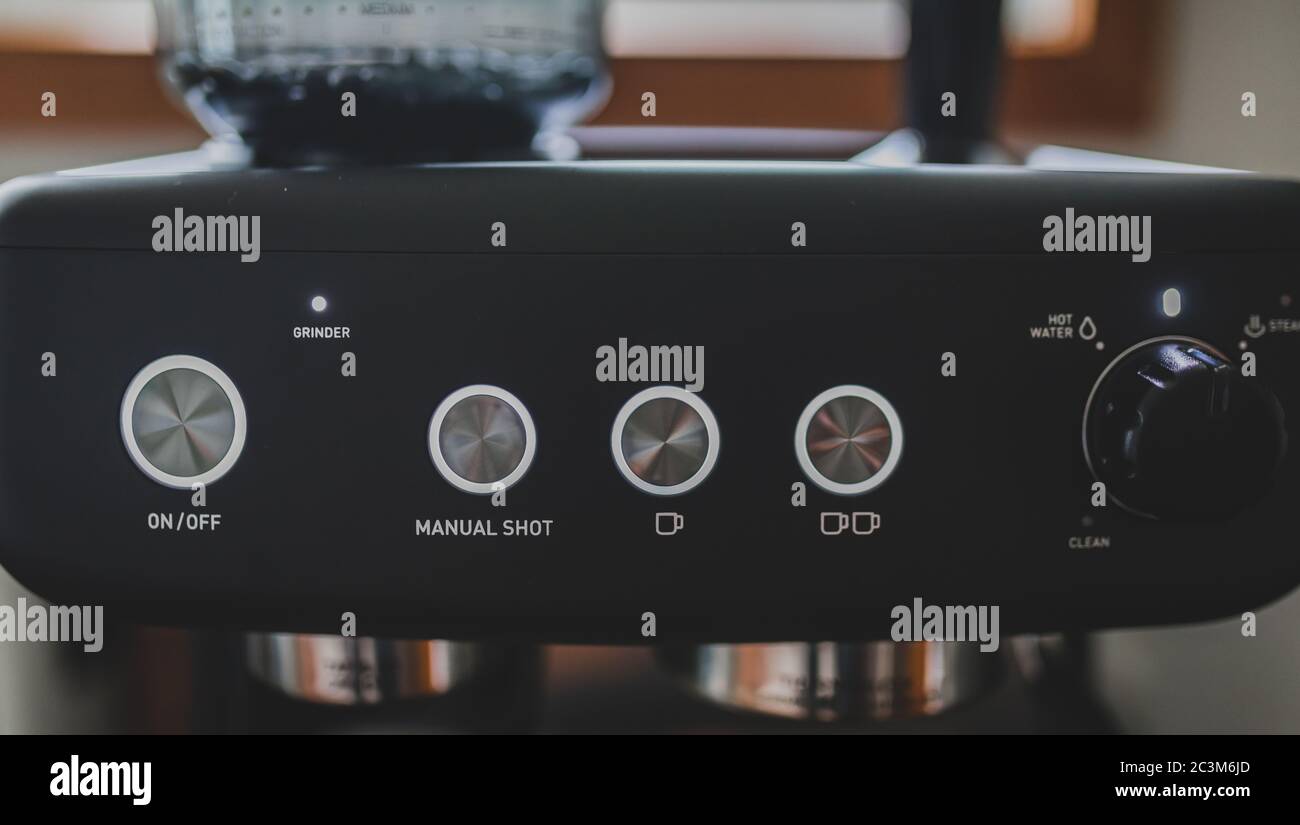 Black Edition Home Espresso Machine with illuminated buttons Stock ...