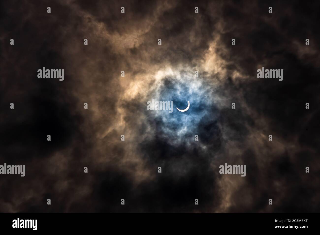 Surreal Dramatic Solar Eclipse Covered By Clouds. Natural Phenomenon ...