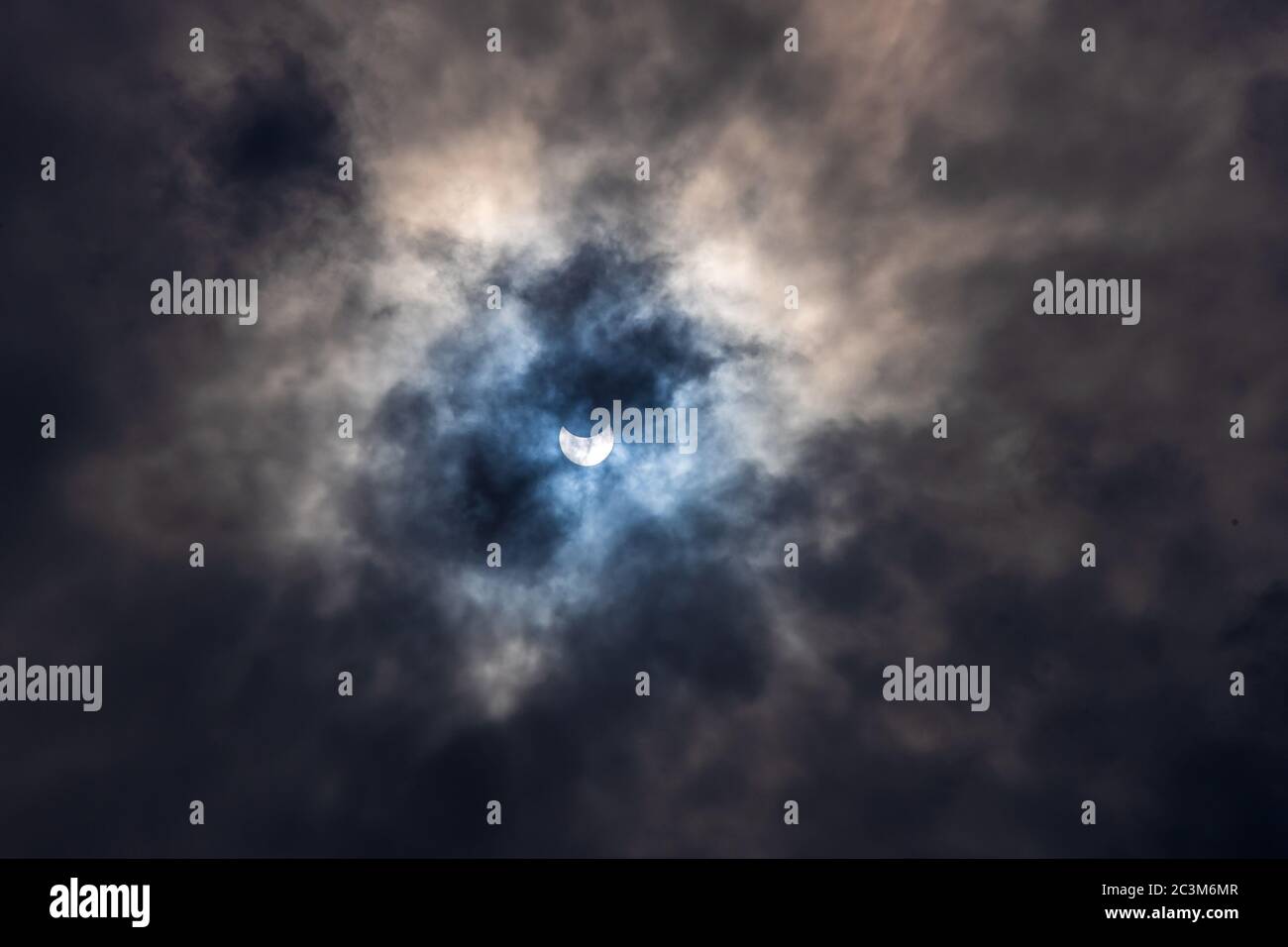 Surreal Dramatic Solar Eclipse Covered By Clouds. Natural Phenomenon ...