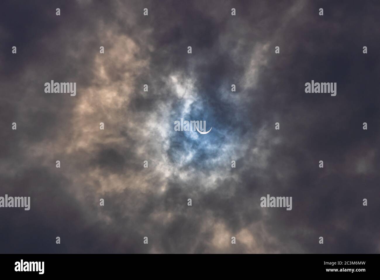 Surreal Dramatic Solar Eclipse Covered By Clouds. Natural Phenomenon ...