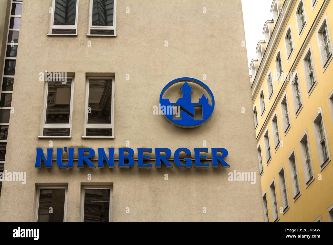 Dresden, GERMANY - July 11, 2019: Nurnberger Versicherung insurance ...