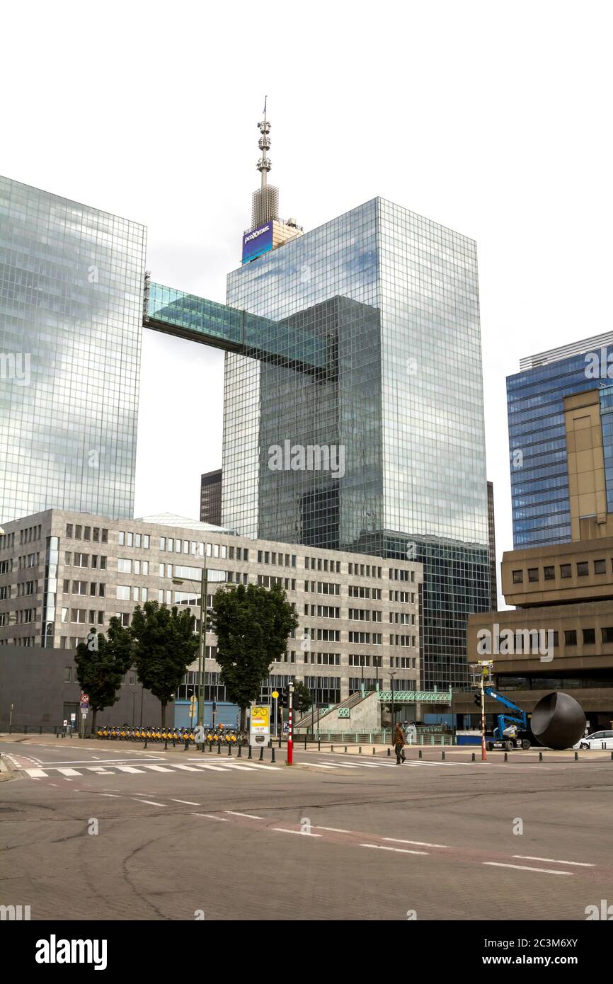 Brussels, BELGIUM - July 7, 2019: The Proximus Towers, the headquarters ...