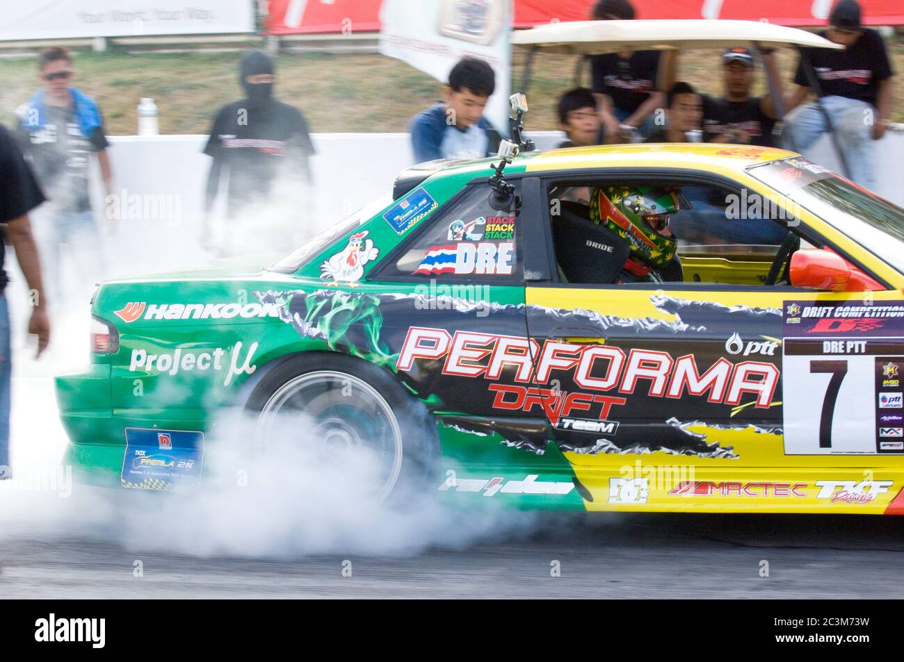 NAKHON RATCHASIMA - AUGUST 12: Khun Dre of PTT warming up before start ...
