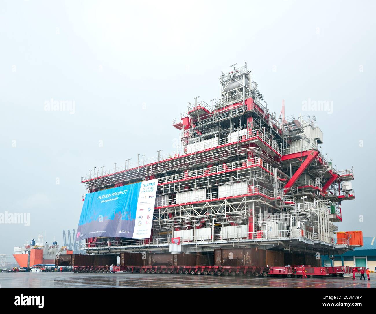 LAEM CHABANG - OCTOBER 2: A 6,000 ton module built by Aibel in Thailand ...