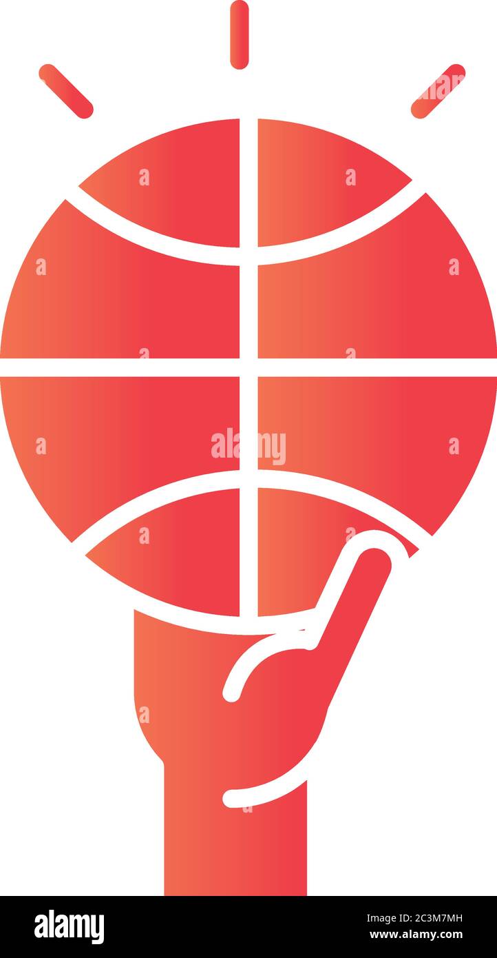 basketball game, hand holding ball recreation sport gradient style icon ...