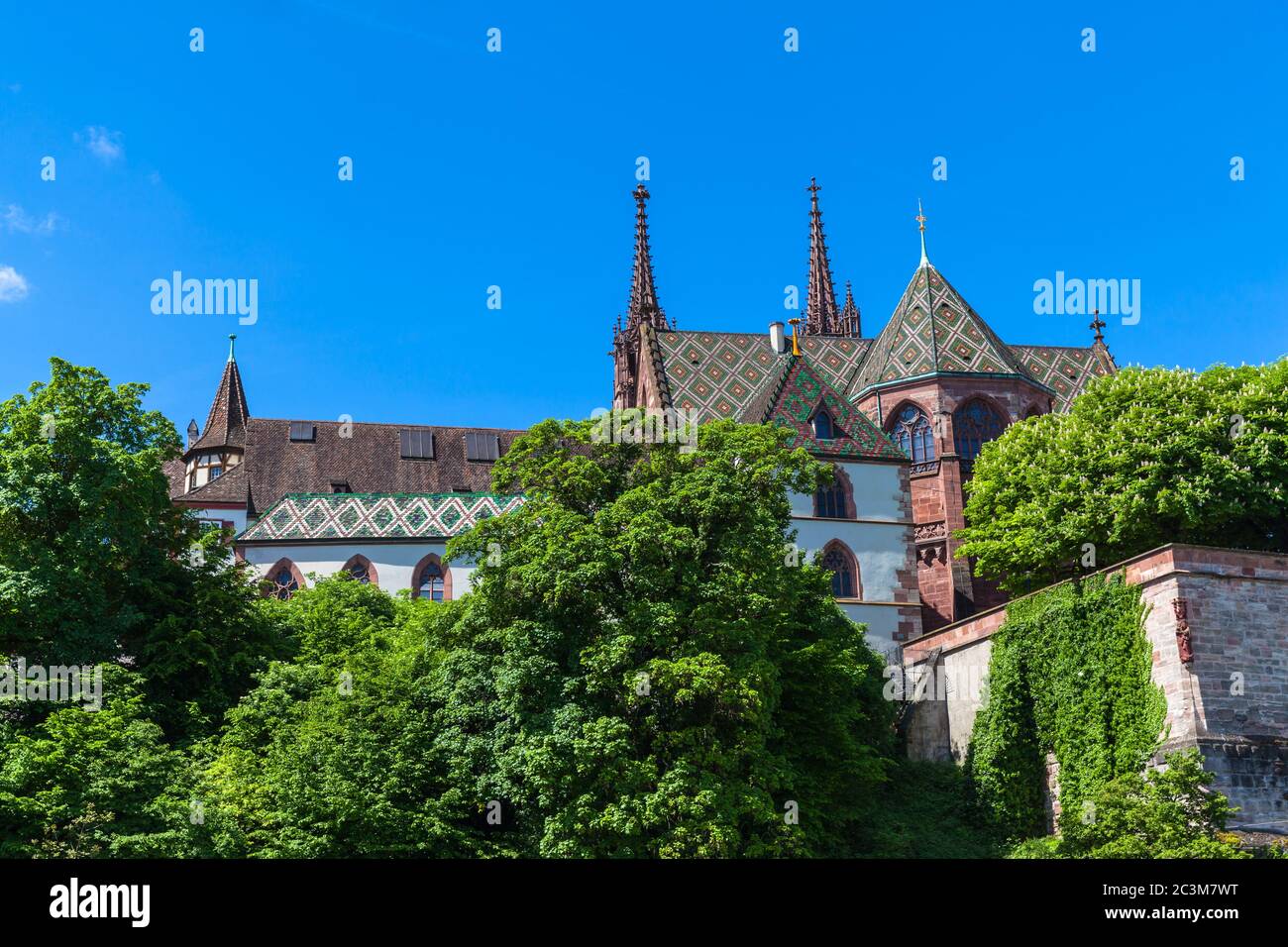 View of the Basel Minster Basel Minster (Basler Munster) cathedral from ...