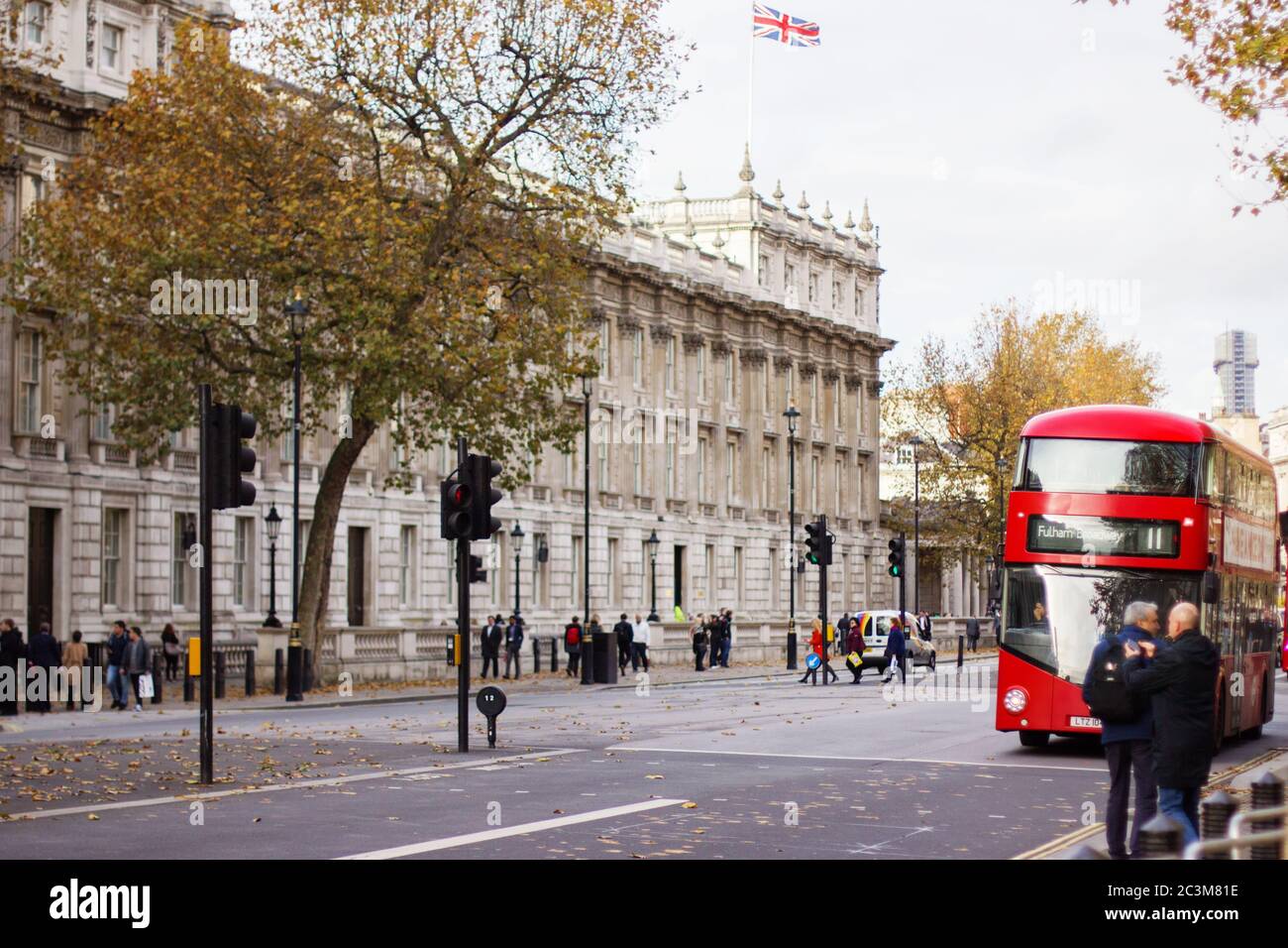 LONDON - NOVEMBER 16, 2016: busy traffic on Fulham Broadway with ...
