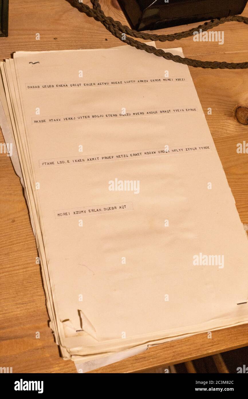Code breakers code sheet (replica) on display in Bletchley Park ...