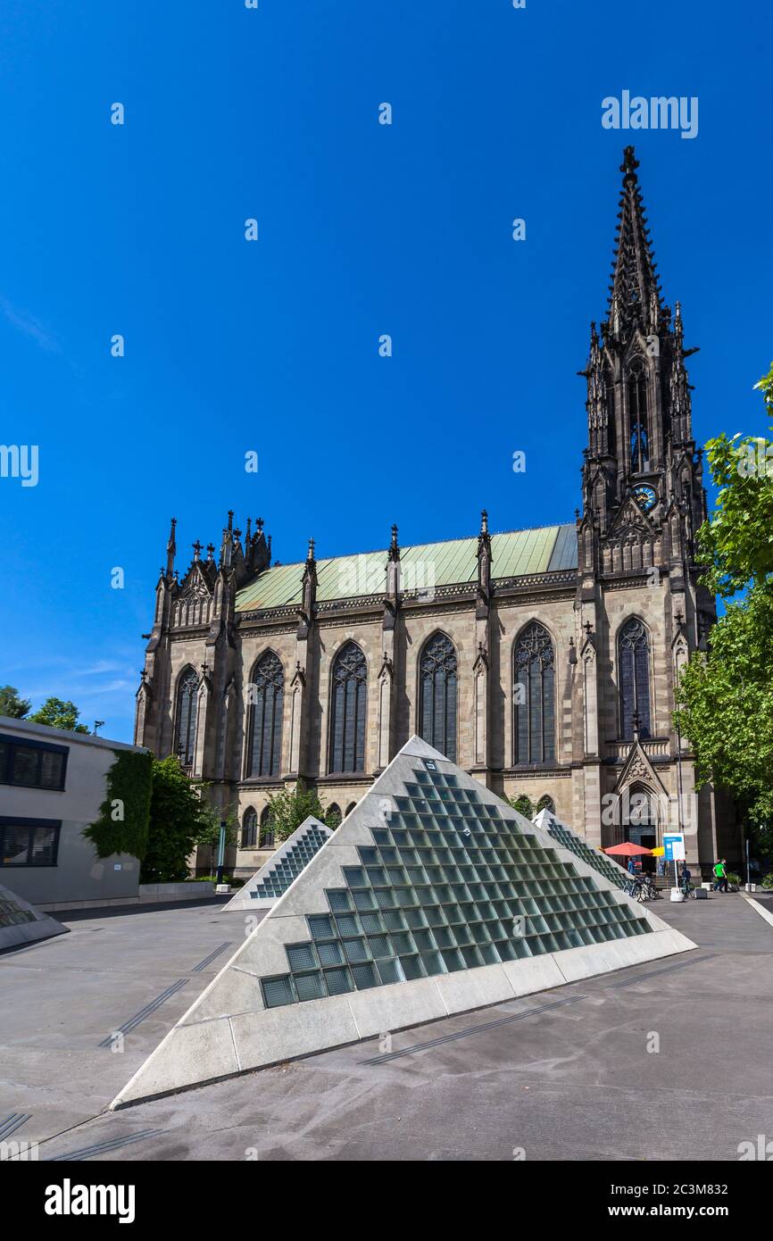 View of the Elisabethen church in the center of Basel near the Theater ...