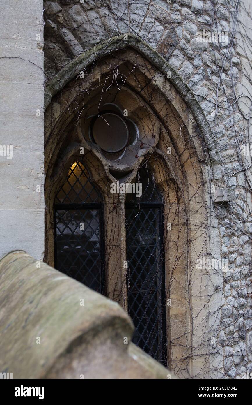 Window of a gothic medieval european castle. Tower of London Stock ...