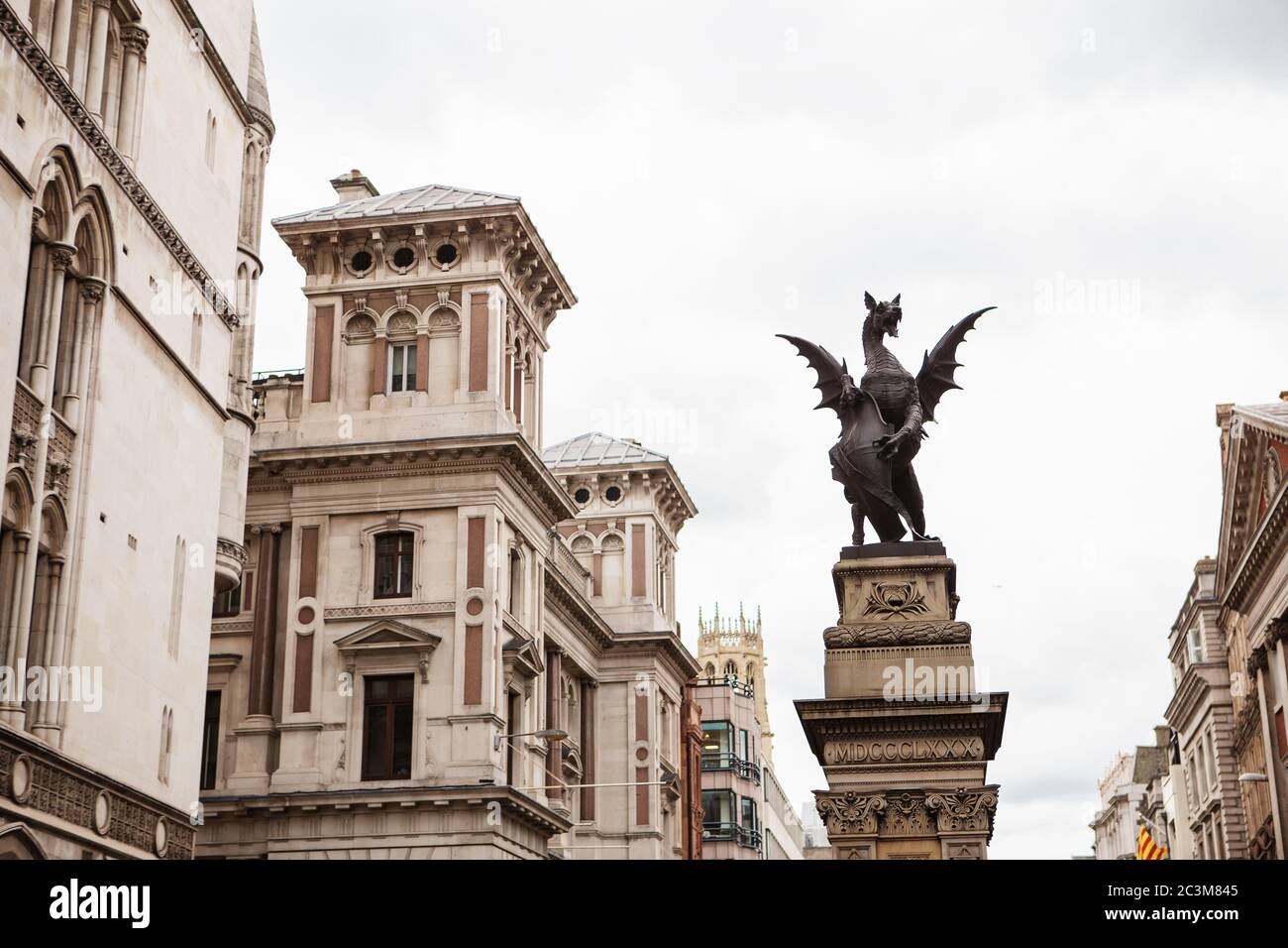 The gothic Temple Bar dragon sculpture located on Fleet Street - the ...