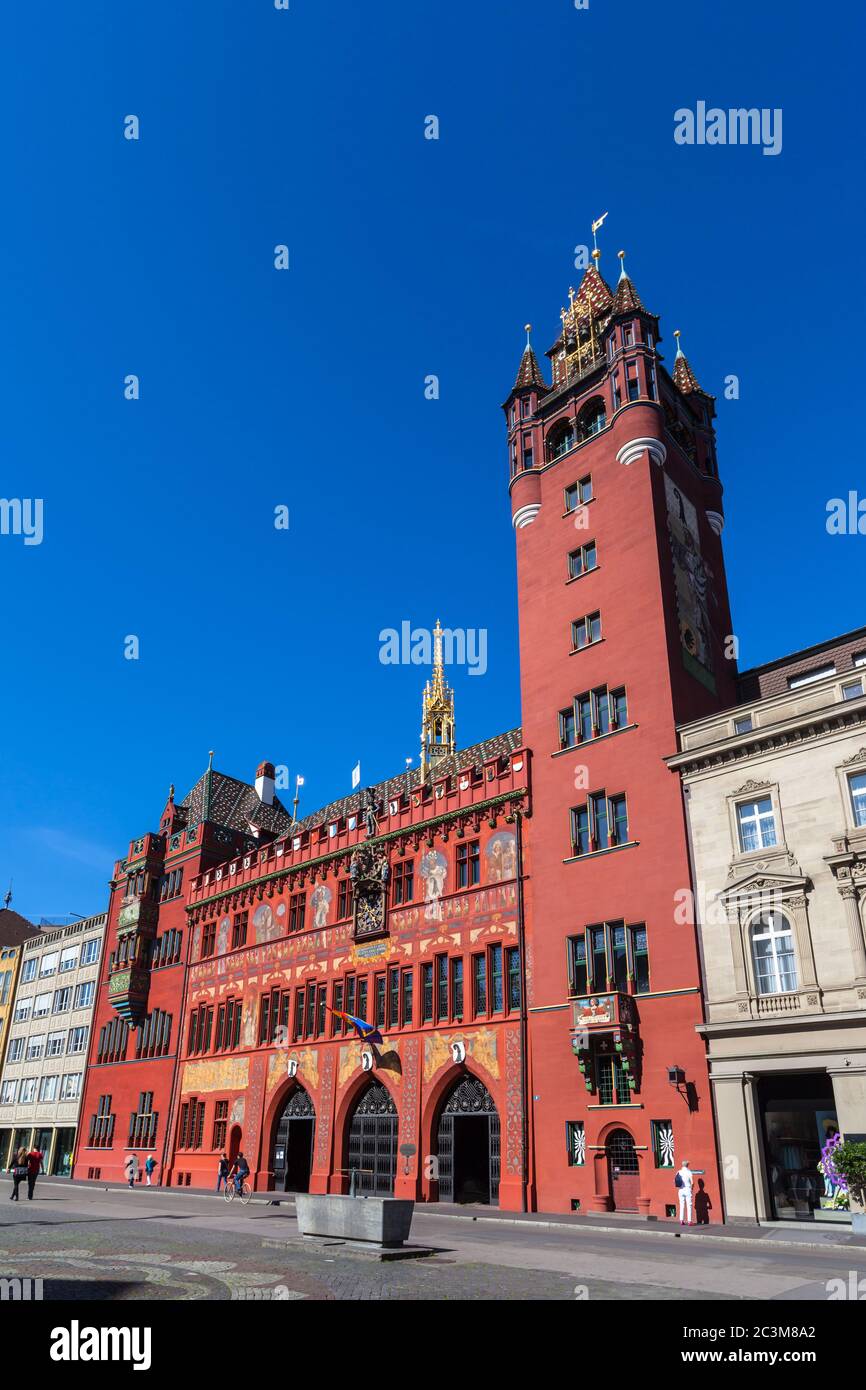 The historical town hall of Basel, a five hundred years old building ...