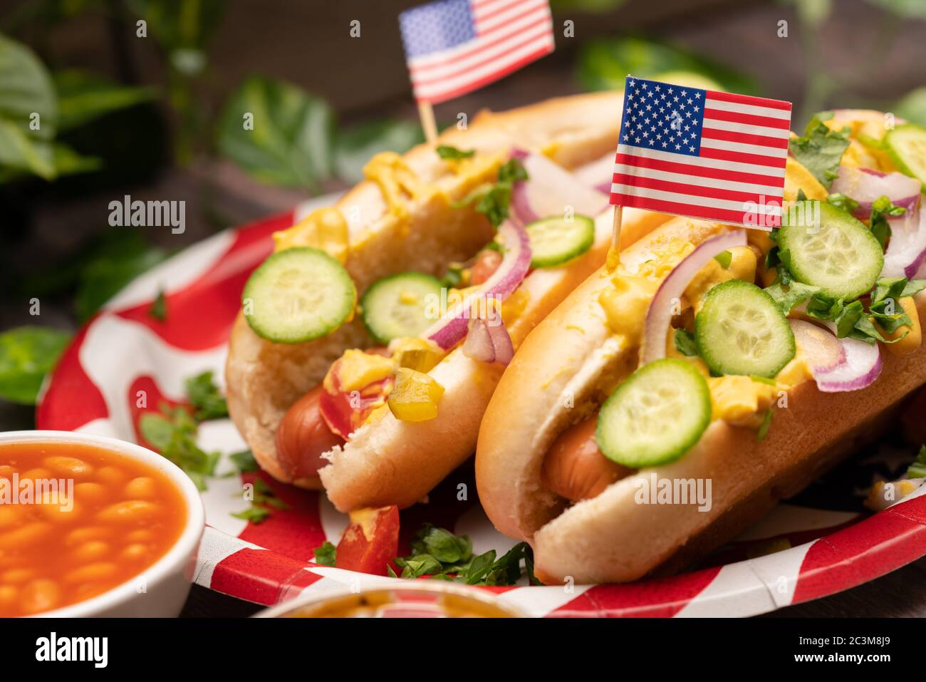Hot dogs for celebrating 4th of July Stock Photo - Alamy