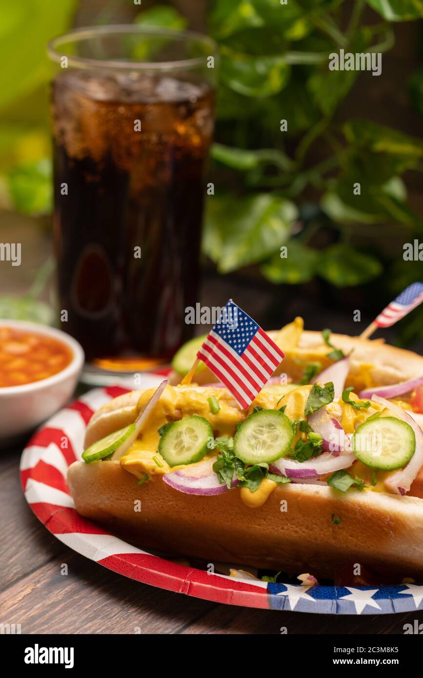 Hot dogs for celebrating 4th of July Stock Photo - Alamy