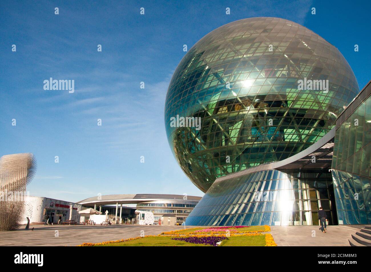 View of the Sphere shape modern Building of the International ...