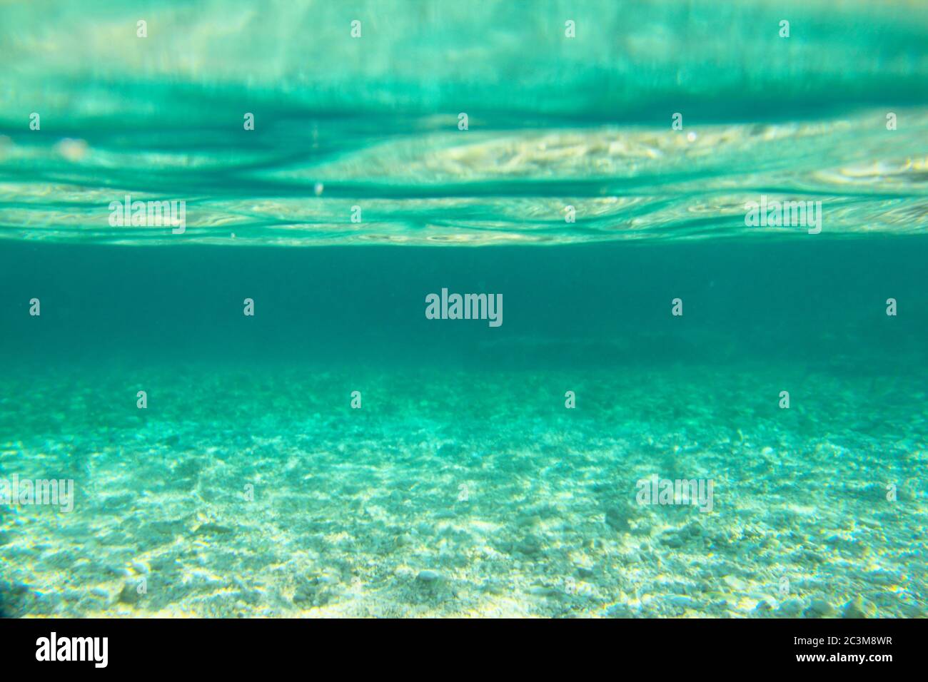 Underwater sea view background of transparent clear water, sea bottom ...