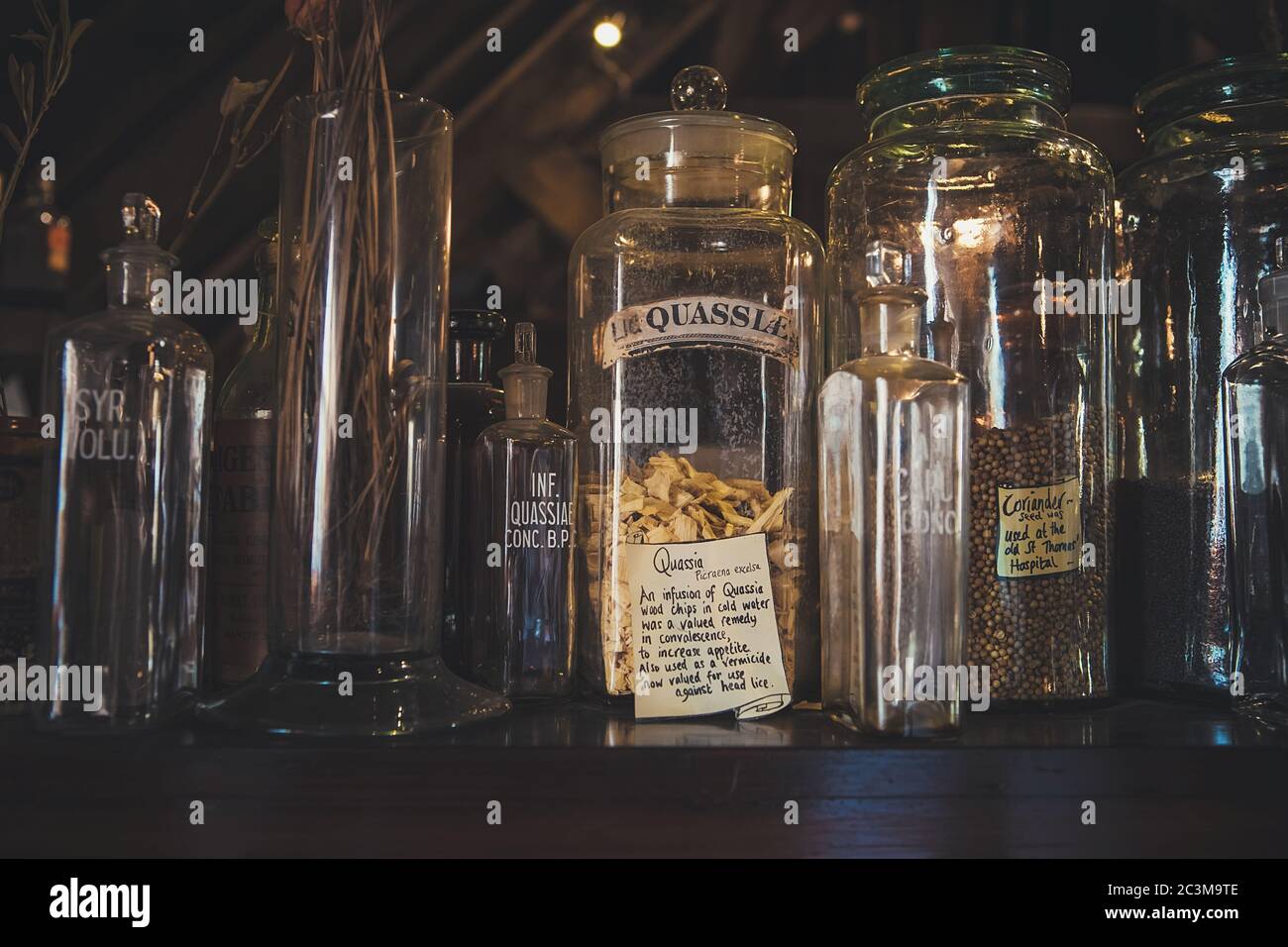 LONDON - AUGUST 23, 2017: old pill bottles in The Old Operating Theatre ...
