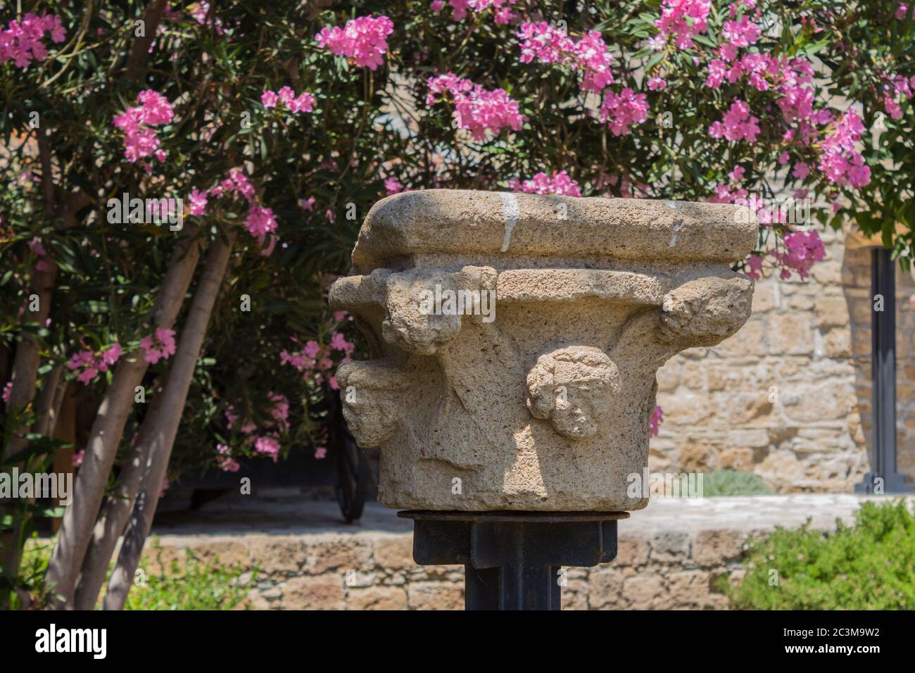 Byzantine capital of a column in Larnaca Medieval Fort Stock Photo - Alamy