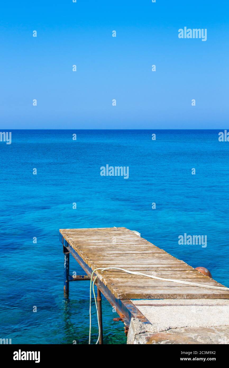 Empty wooden pier in Cyprus, near Protaras Stock Photo - Alamy