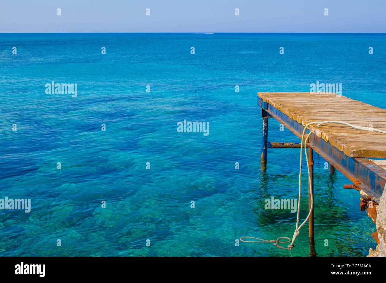 Empty wooden pier in Cyprus, near Protaras Stock Photo - Alamy