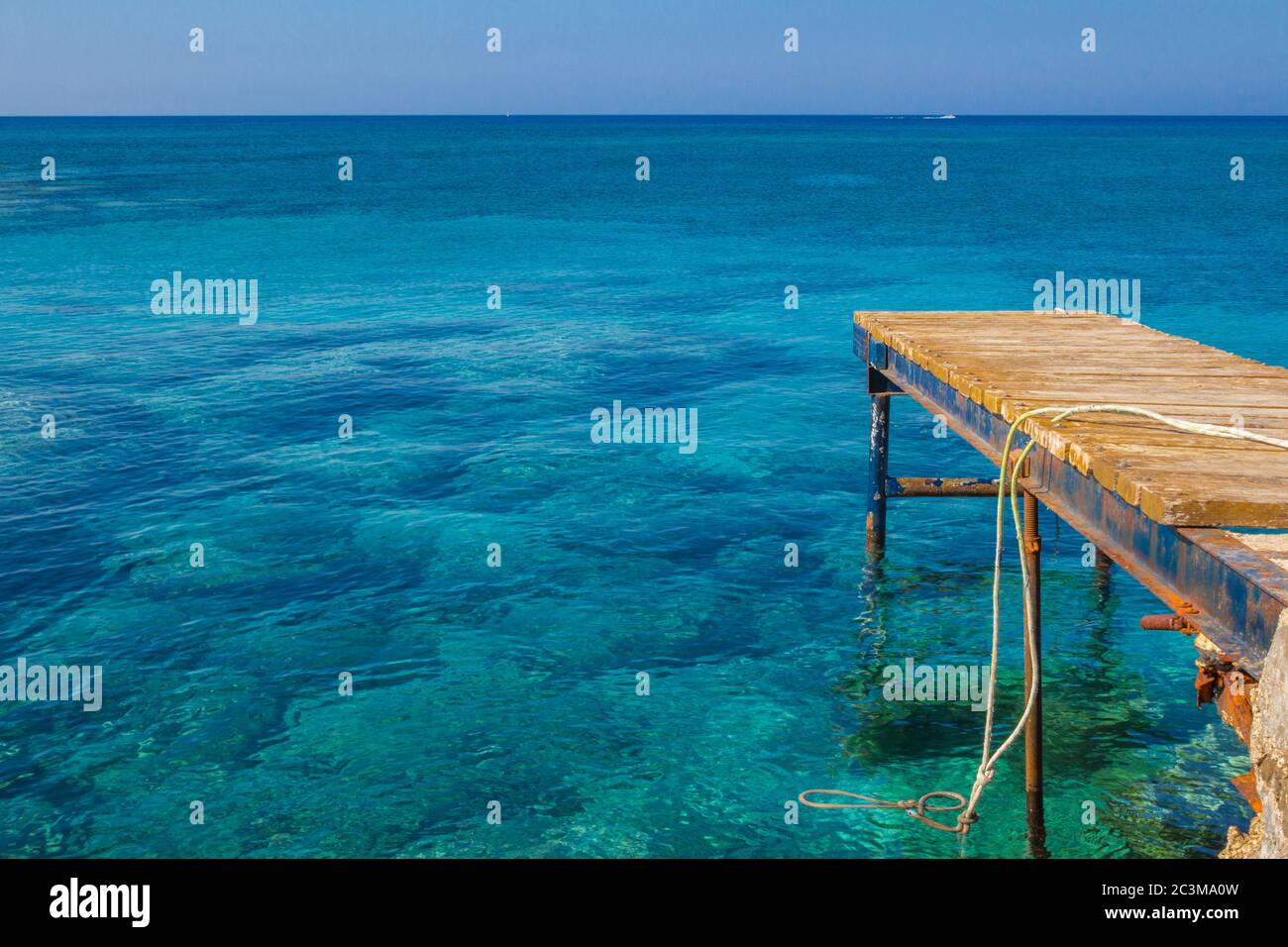 Empty wooden pier in Cyprus, near Protaras Stock Photo - Alamy