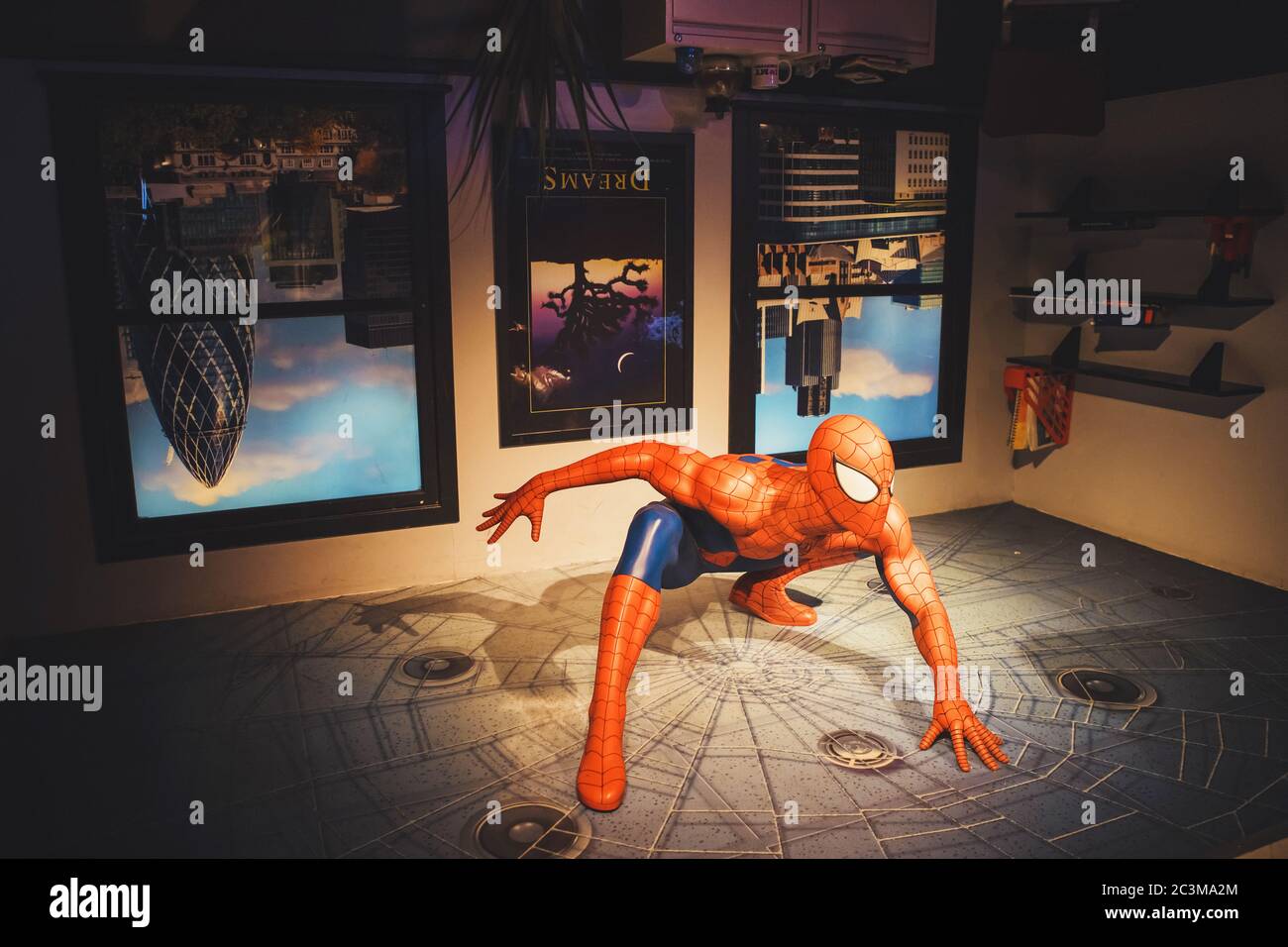 London, United Kingdom - August 24, 2017: spiderman in Madame Tussauds ...