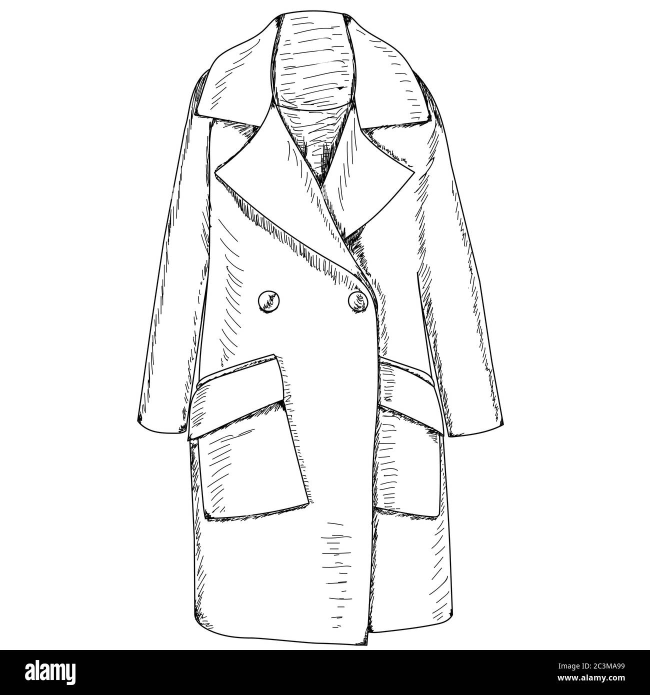 Coat technical sketch Black and White Stock Photos & Images - Alamy