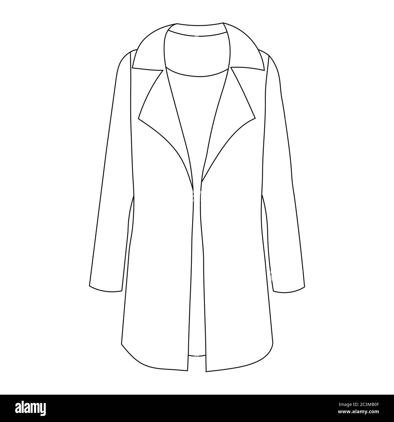Vector On A White Background Fashionable Outerwear Coat Cloak Sketch