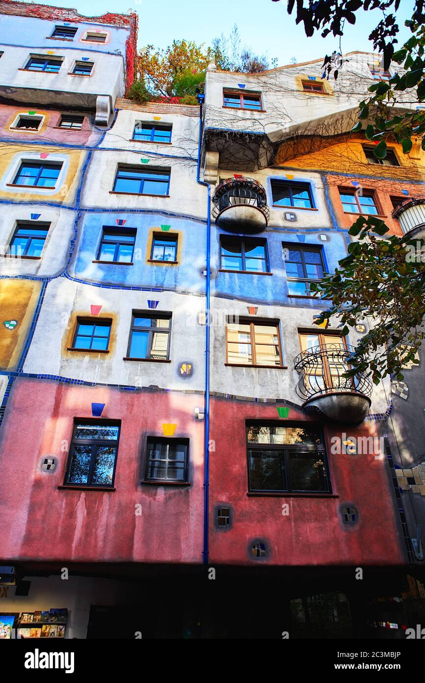 Hundertwasser house in Vienna, Austria. The Hundertwasserhaus apartment ...