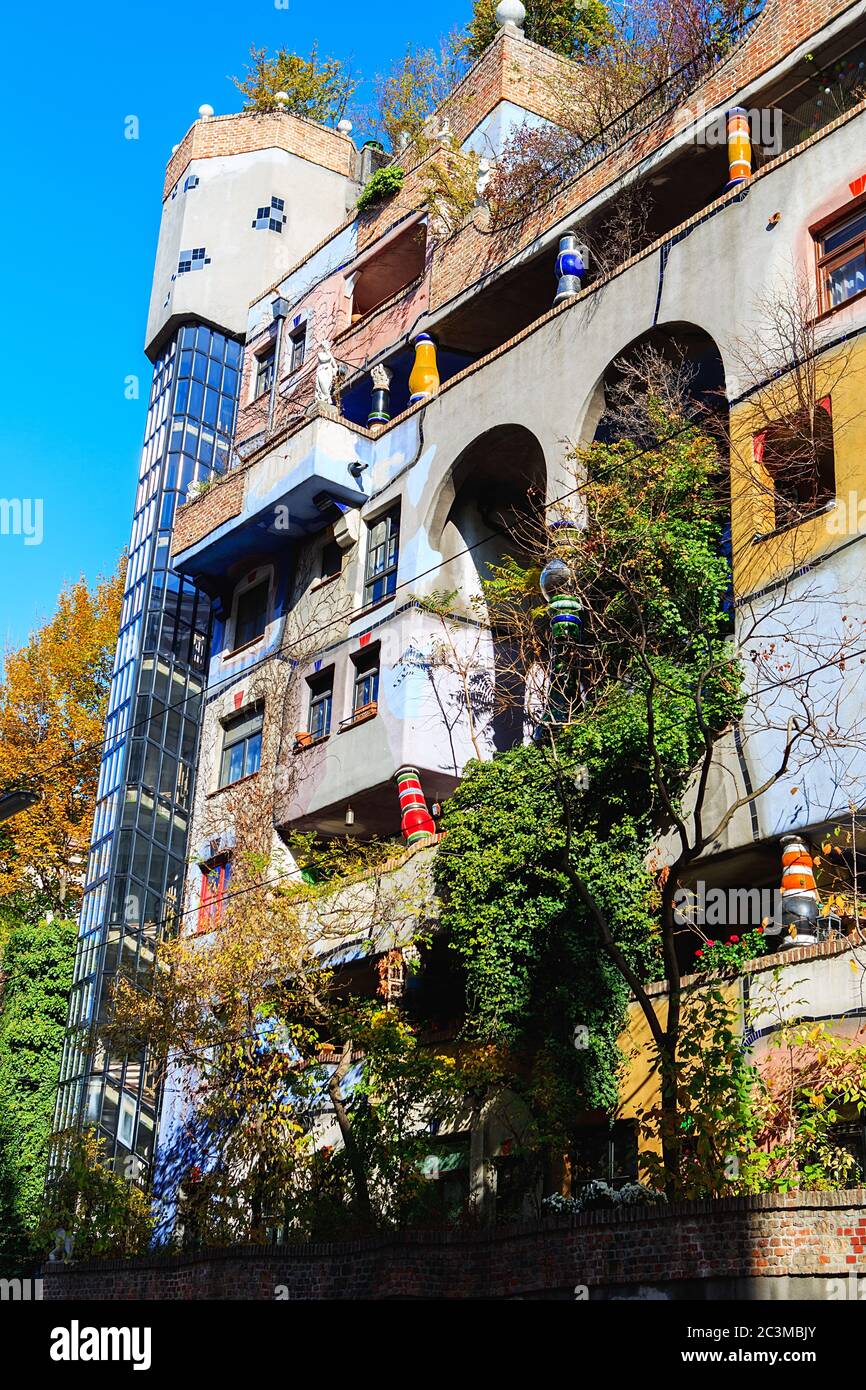 Hundertwasser house in Vienna, Austria. The Hundertwasserhaus apartment ...