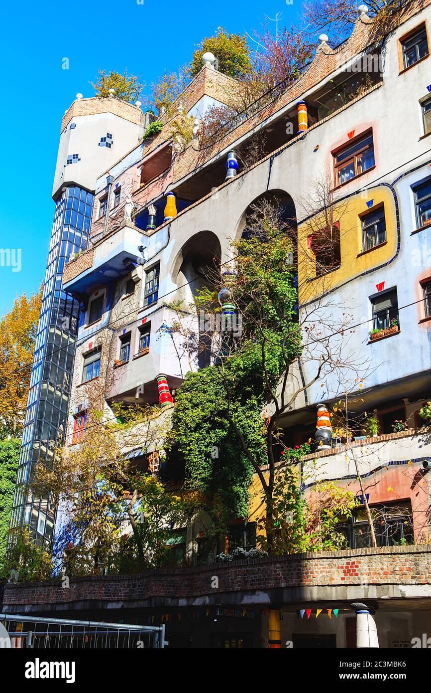 Hundertwasser house in Vienna, Austria. The Hundertwasserhaus apartment ...
