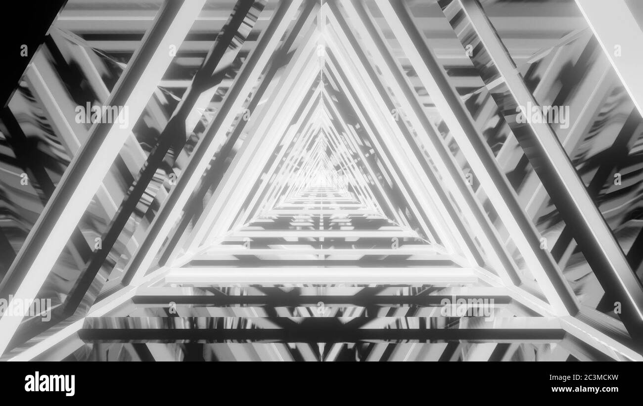 Grayscale 3D rendering of futuristic background with interesting ...