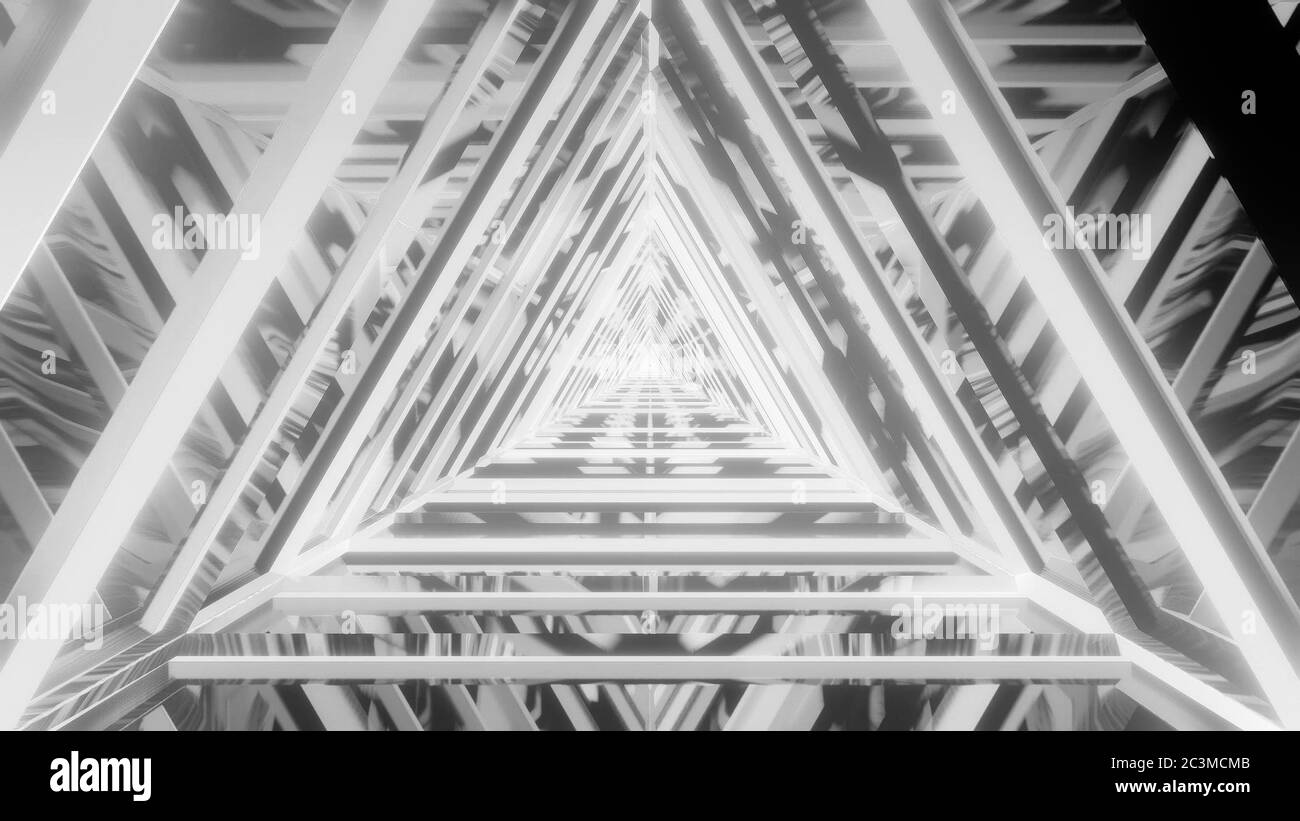 Grayscale 3D rendering of futuristic background with interesting ...