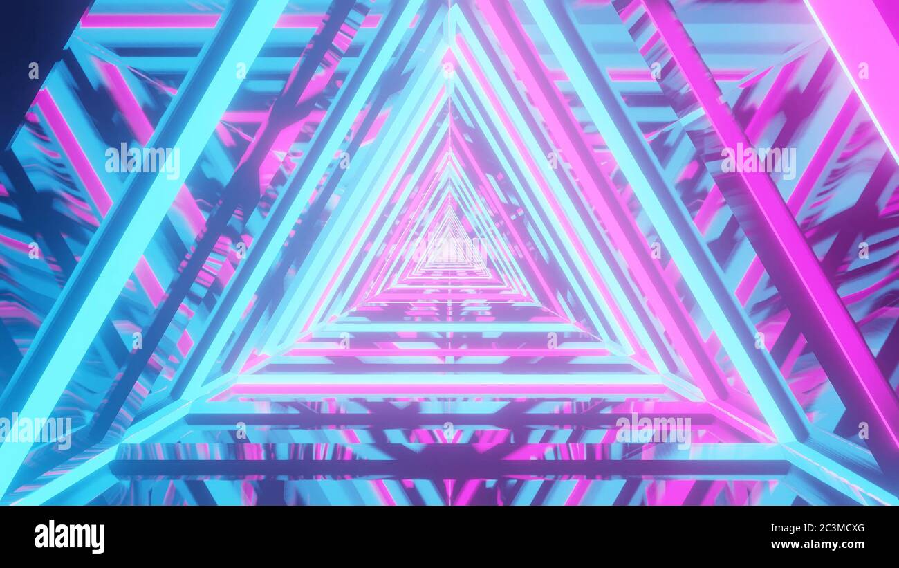 3D rendering of a futuristic background with colorful abstract neon ...