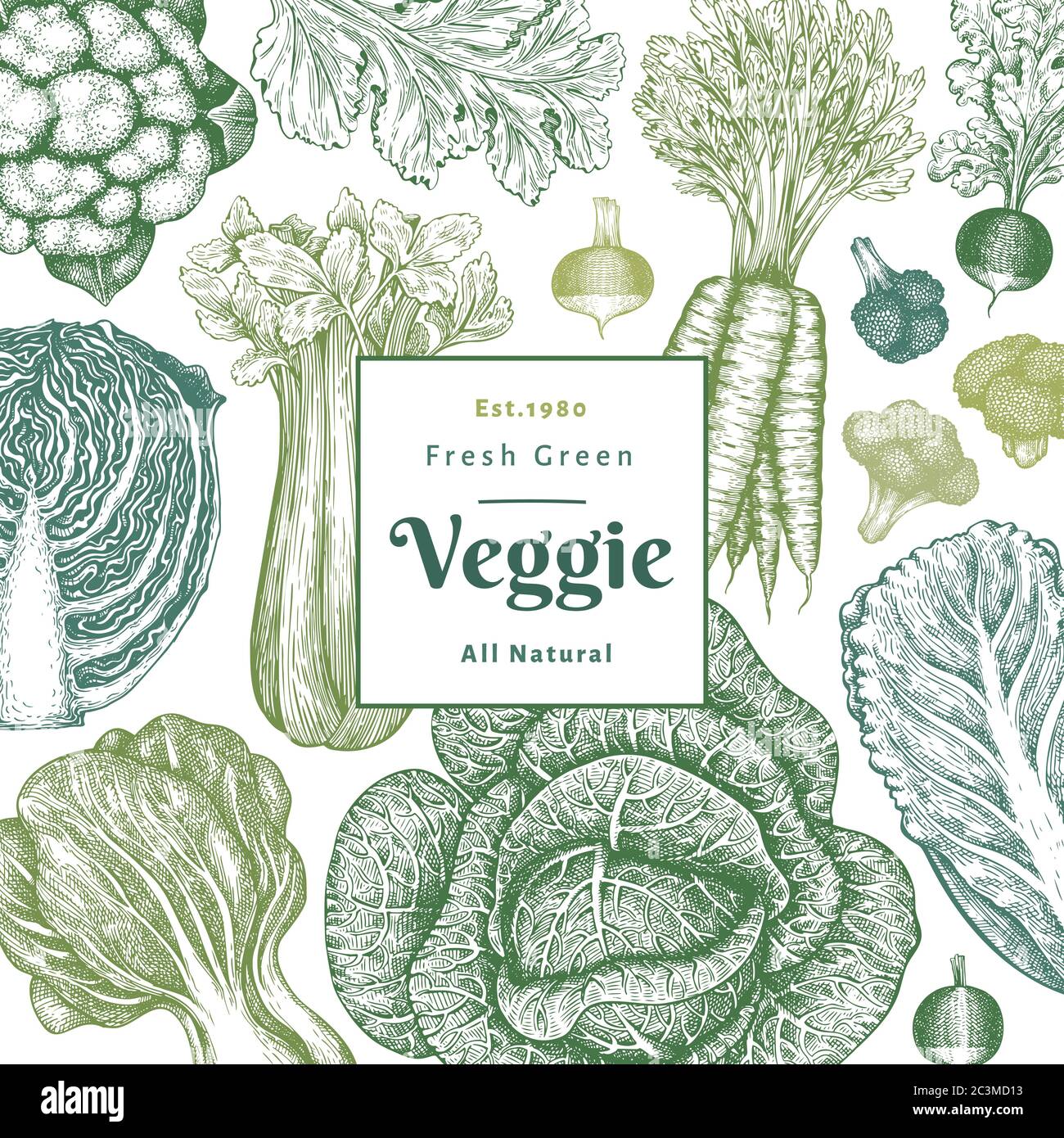 Hand drawn sketch vegetables design. Organic fresh food vector banner ...