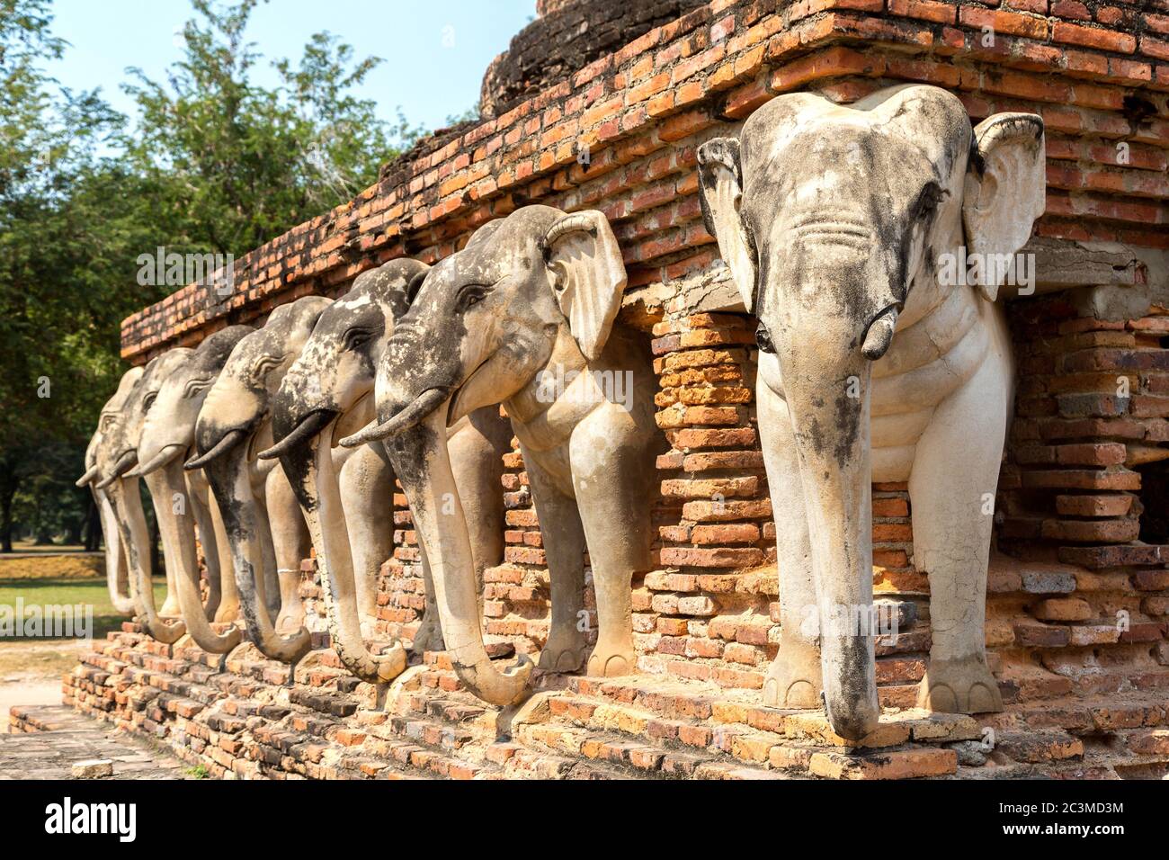 Wat Sorasak Temple (Elephant Temple) in Sukhothai historical park ...