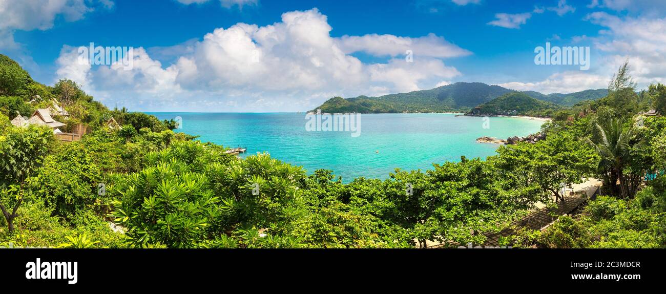 Panorama of Ao Thong Nai Pan Noi beach on Koh Phangan island, Thailand ...