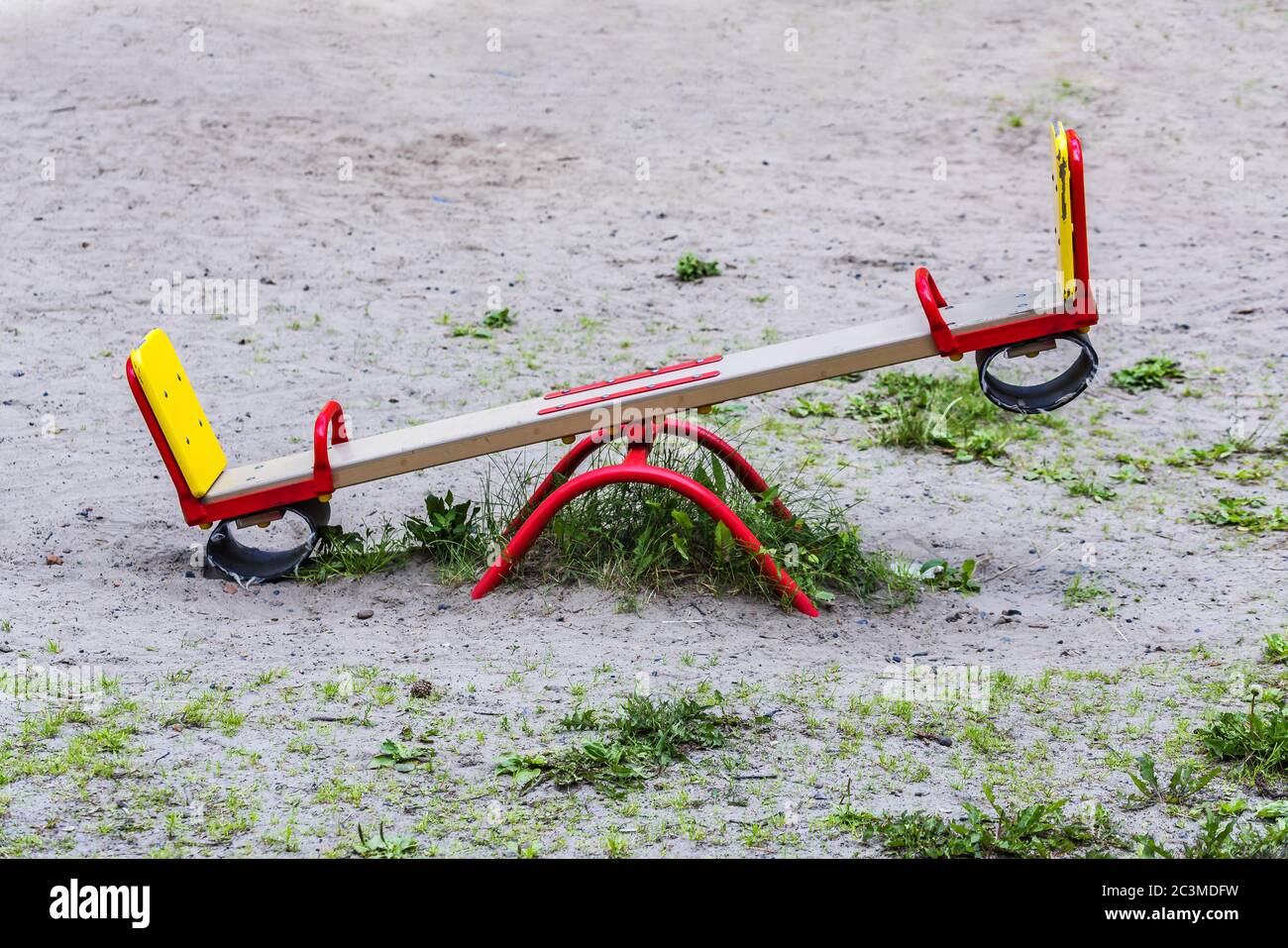 Wooden seesaw empty playground hi-res stock photography and images - Alamy