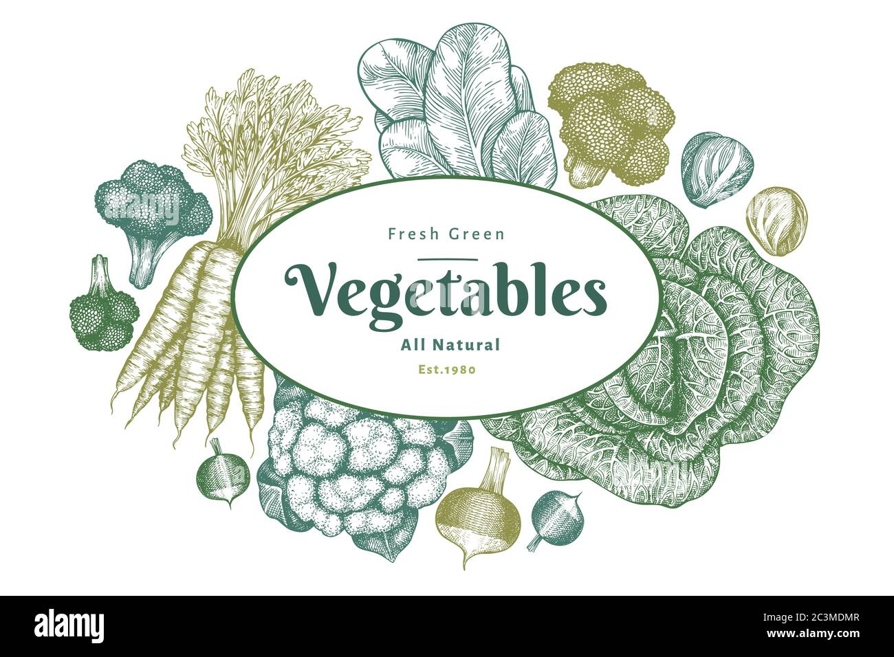 Hand drawn sketch vegetables design. Organic fresh food vector banner ...