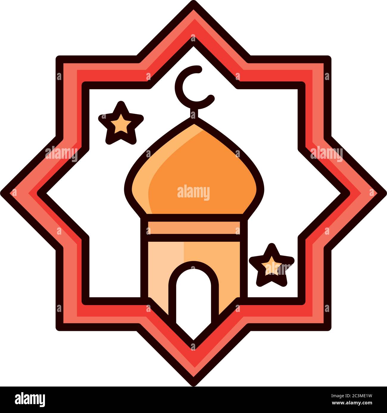 eid mubarak islamic religious mosque place vector illustration line and ...
