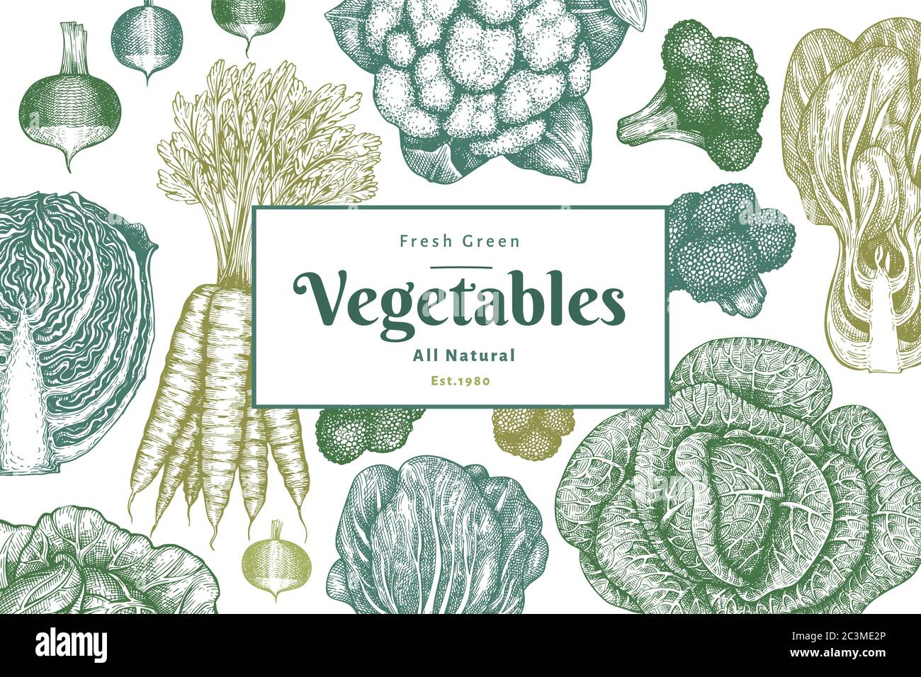 Hand drawn sketch vegetables design. Organic fresh food vector banner ...