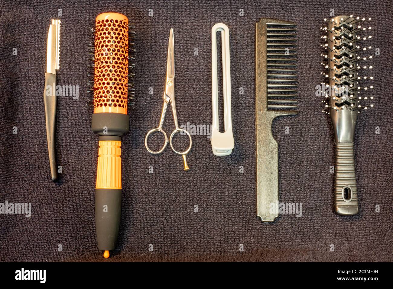 Tool in hairdressing craft background Stock Photo - Alamy