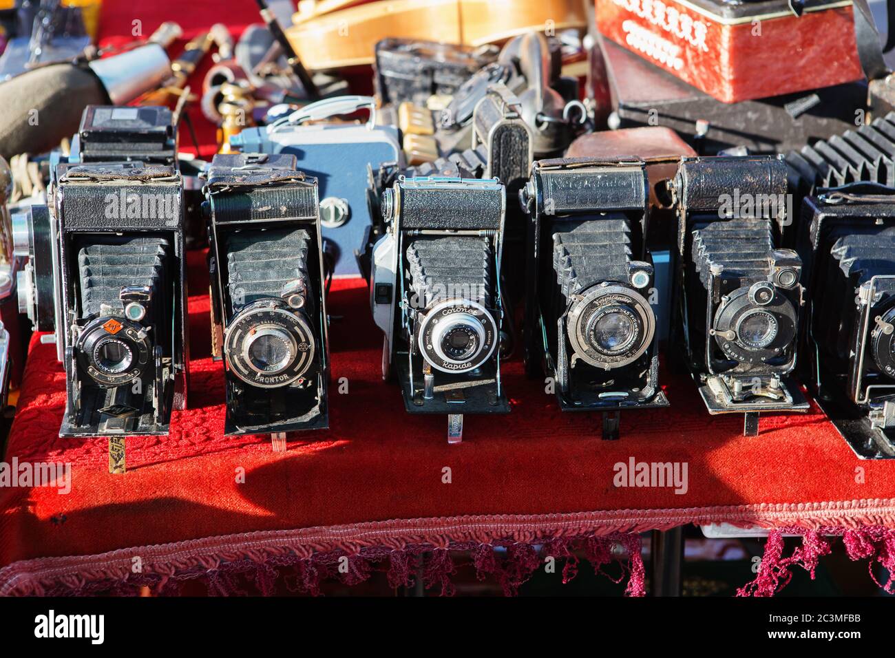 SOFIA, BULGARIA - April 2018: Old vintage photo cameras selling in the ...